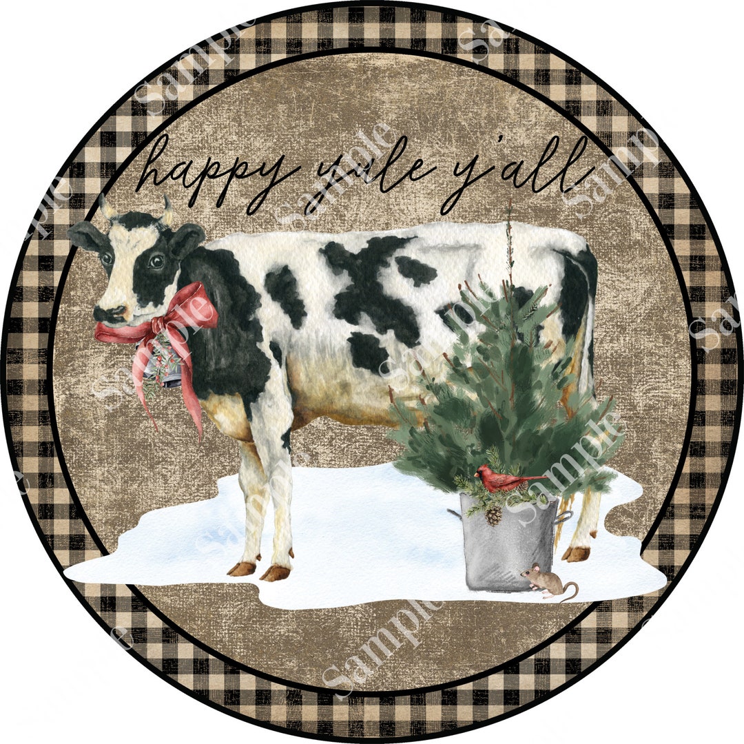 Happy Yule Yall Sign Round Christmas Sign Wreaths Wreath Sign Door ...