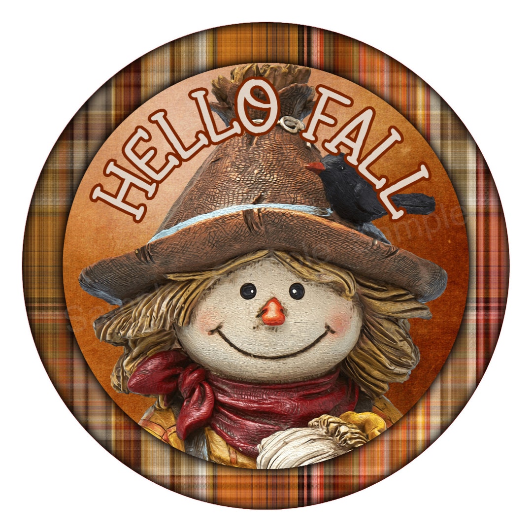 Hello Fall Scarecrow Sign, Rustic Truck Sign, Pumpkin Wreath Sign, Fall ...
