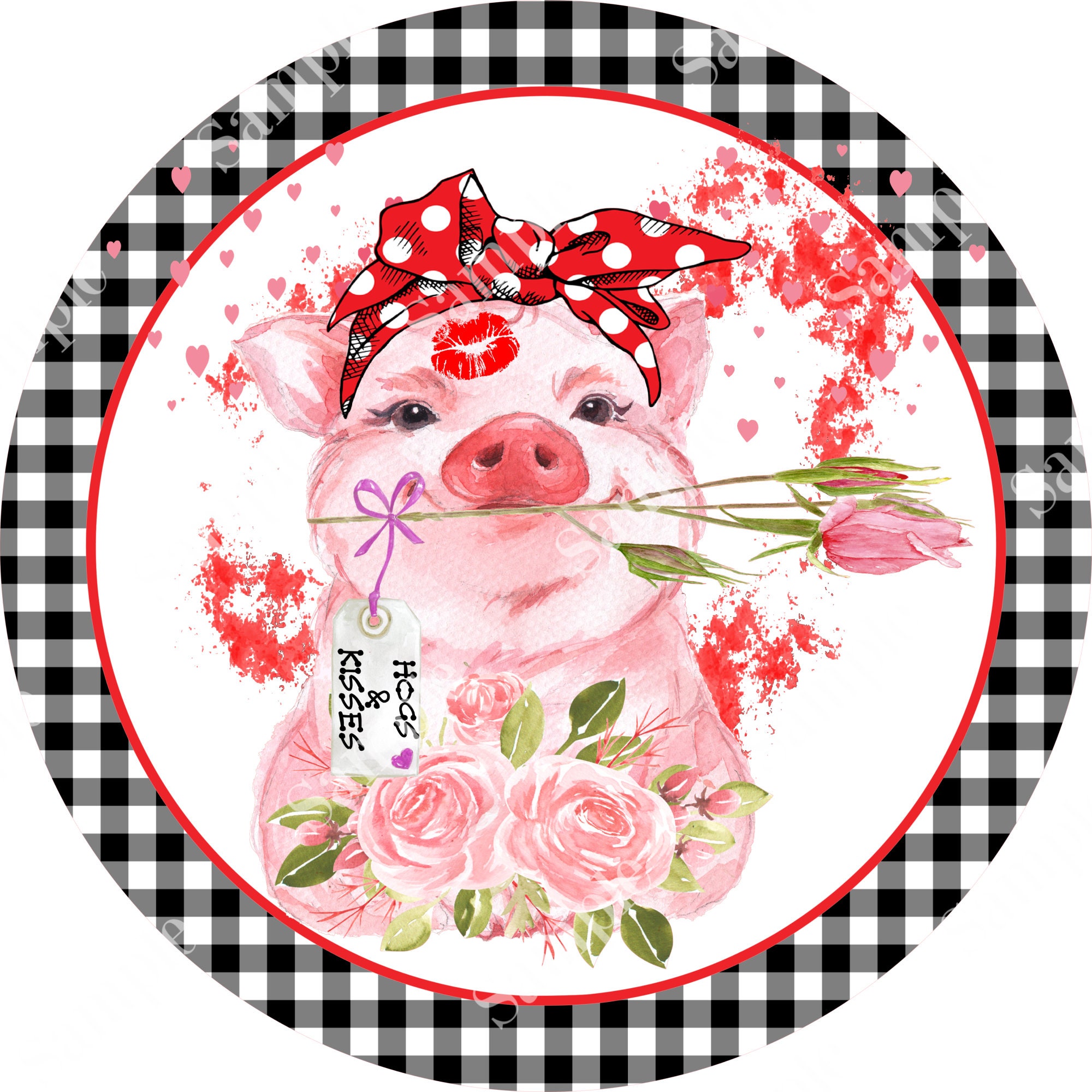Hogs and Kisses Pig Valentine Love Sign Door Hanger - Etsy