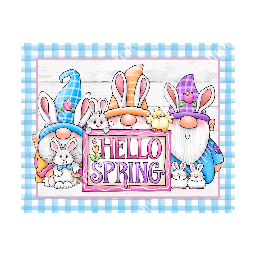 Hello Spring Bunny Easter Spring Sign for Wreaths - Farmhouse Decor ...