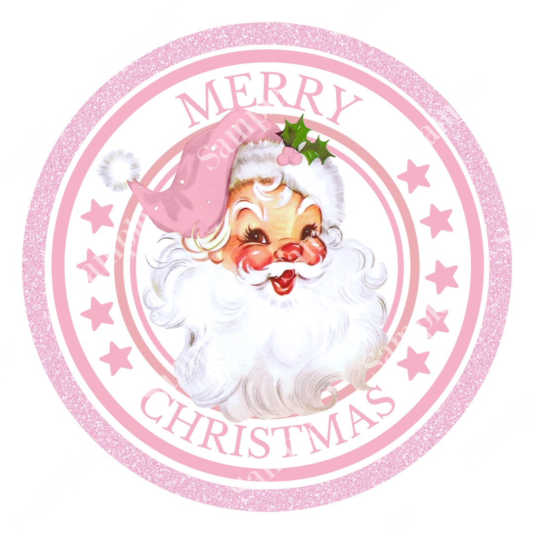Vintage Pink Santa Christmas Sign - Christmas Wreath Sign - Door Hanger ...