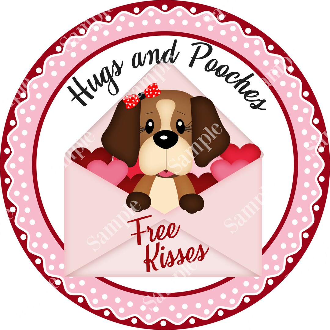 Hugs and Pooches Puppy Dog Valentine Sign | Door Hanger | Valentine ...