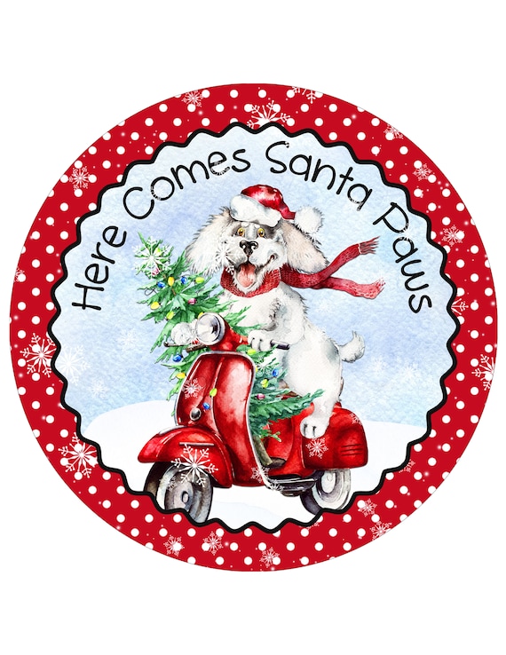 Santa Paws Dog Christmas Sign Christmas Wreath Sign Door - Etsy