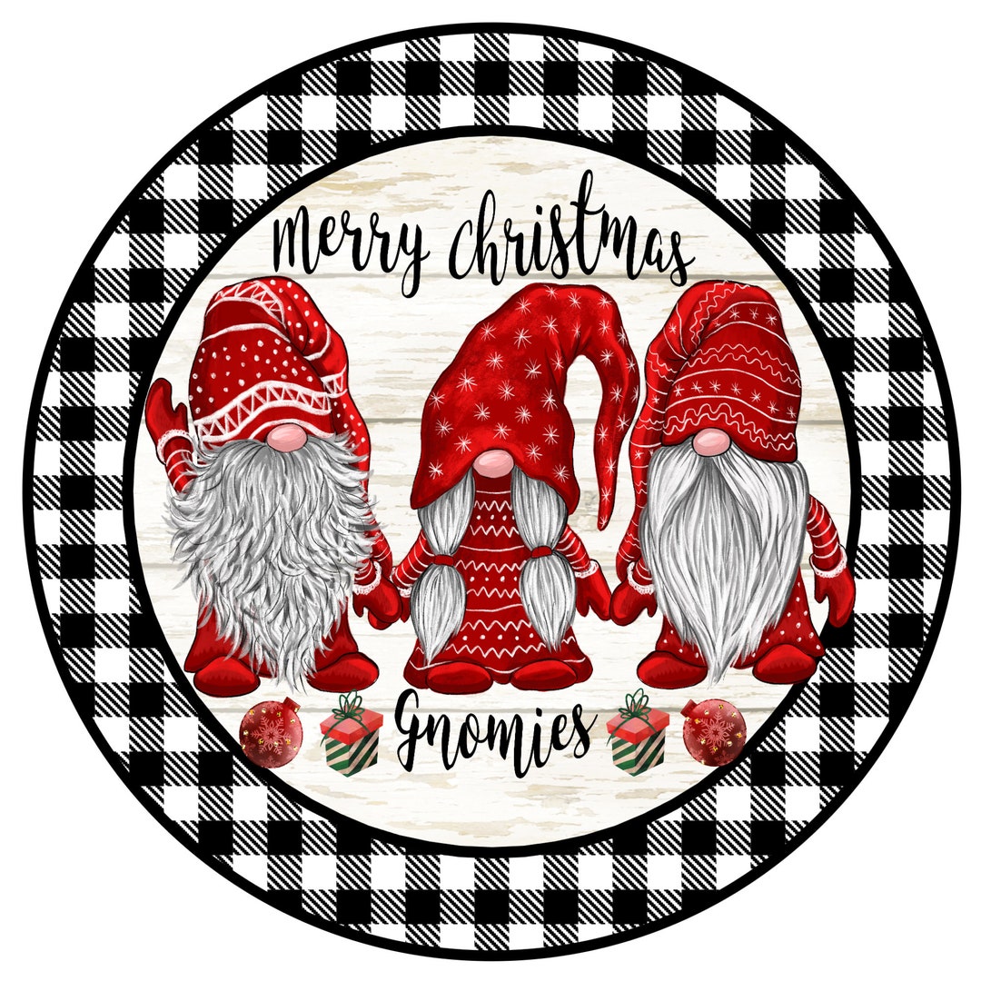 Merry Christmas Gnomies Truck Sign - Round Christmas Sign for Wreaths ...