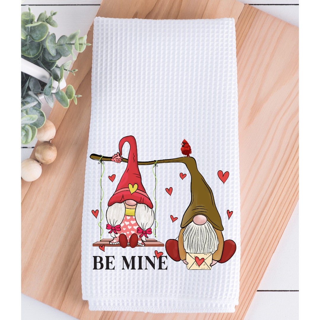 Be Mine Cupid Gnome Valentine Love Gnome Tea Towel 16x24", Valentine ...