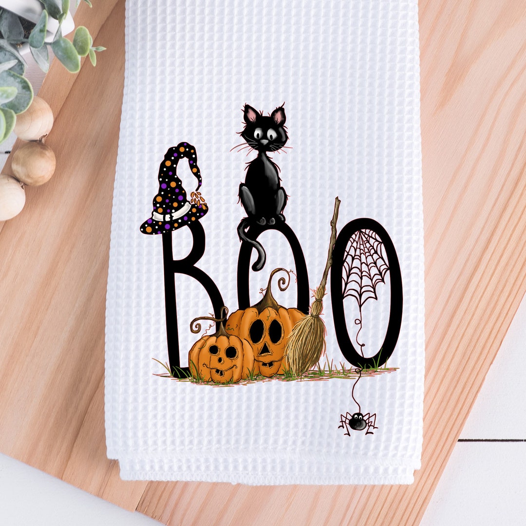 Halloween Kitchen Tea Towel 16x24", Halloween Kitchen Decor, Halloween ...