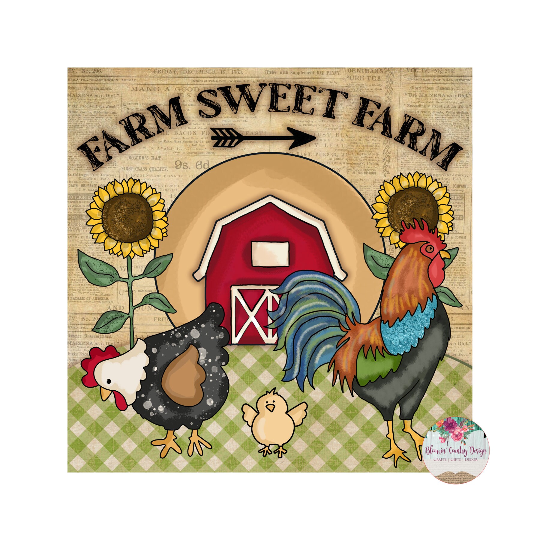 Farm Sweet Farm Sign Round Sign Craft Supplies Rustic - Etsy