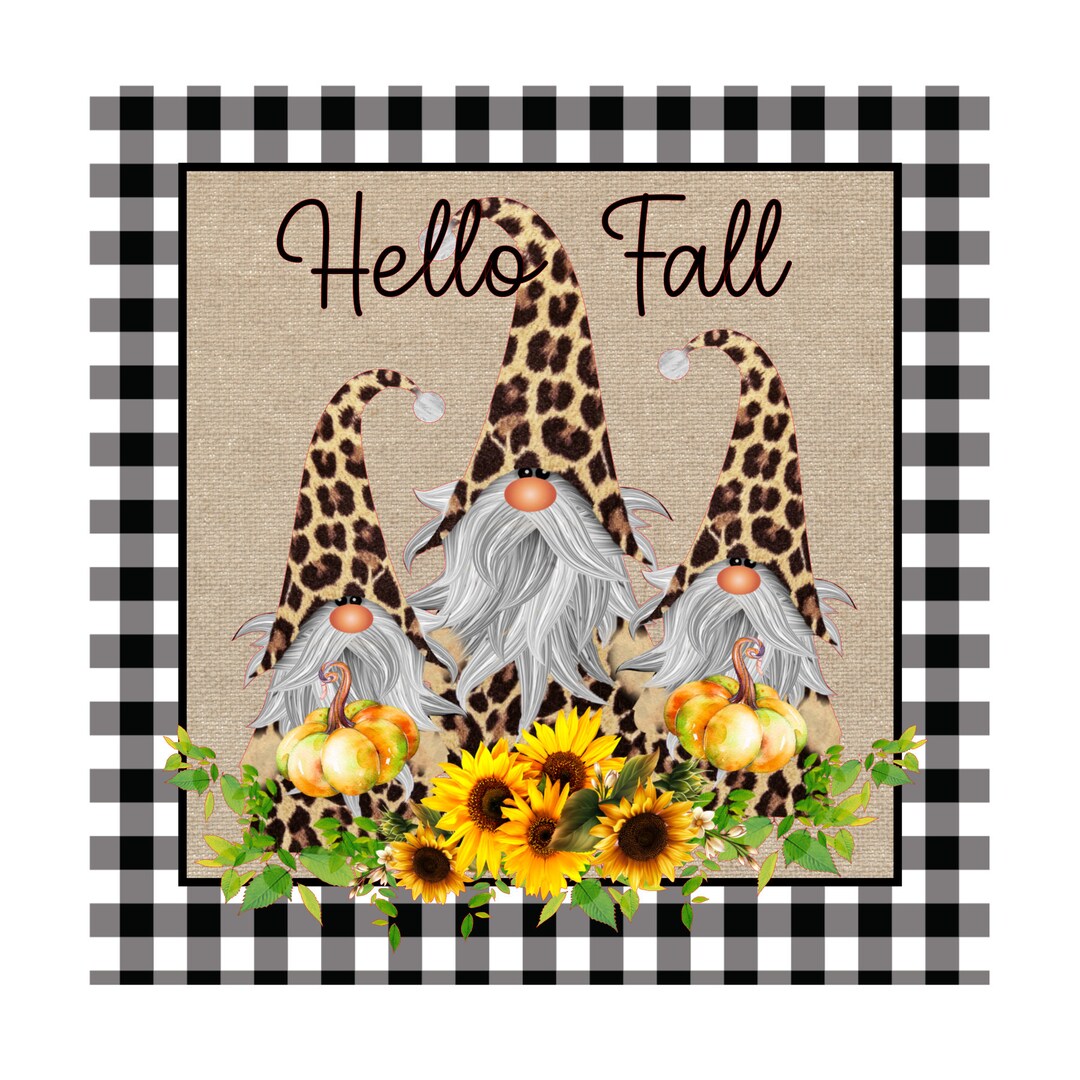 Hello Fall Gnome and Pumpkins Sign Square Wreath Sign Wreath Supplies ...
