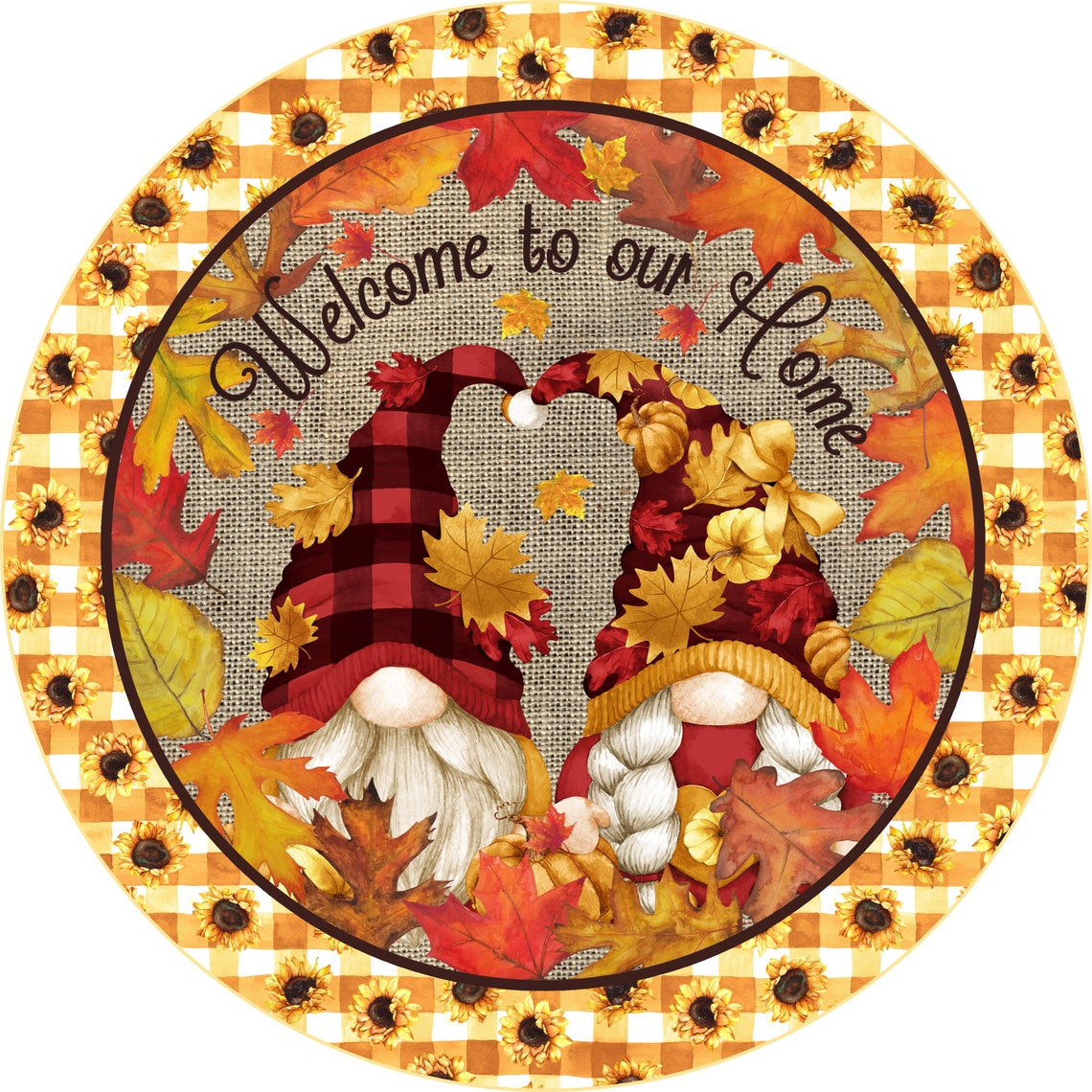 Welcome to Our Home Fall Gnome Sign Round Sign Craft - Etsy
