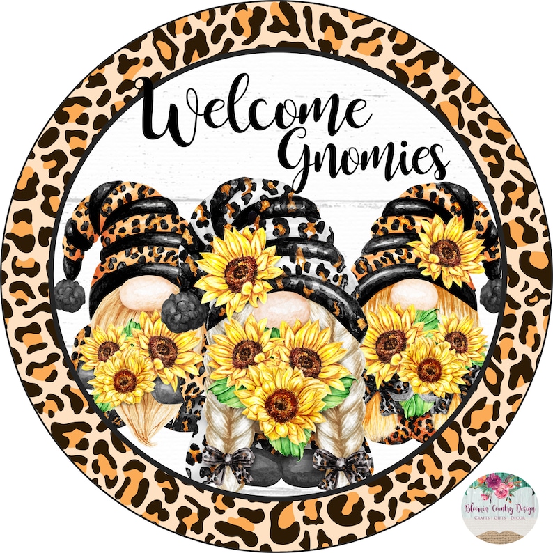 Welcome Fall Gnome Leopard Print Sign Wreath Sign Wreath | Etsy