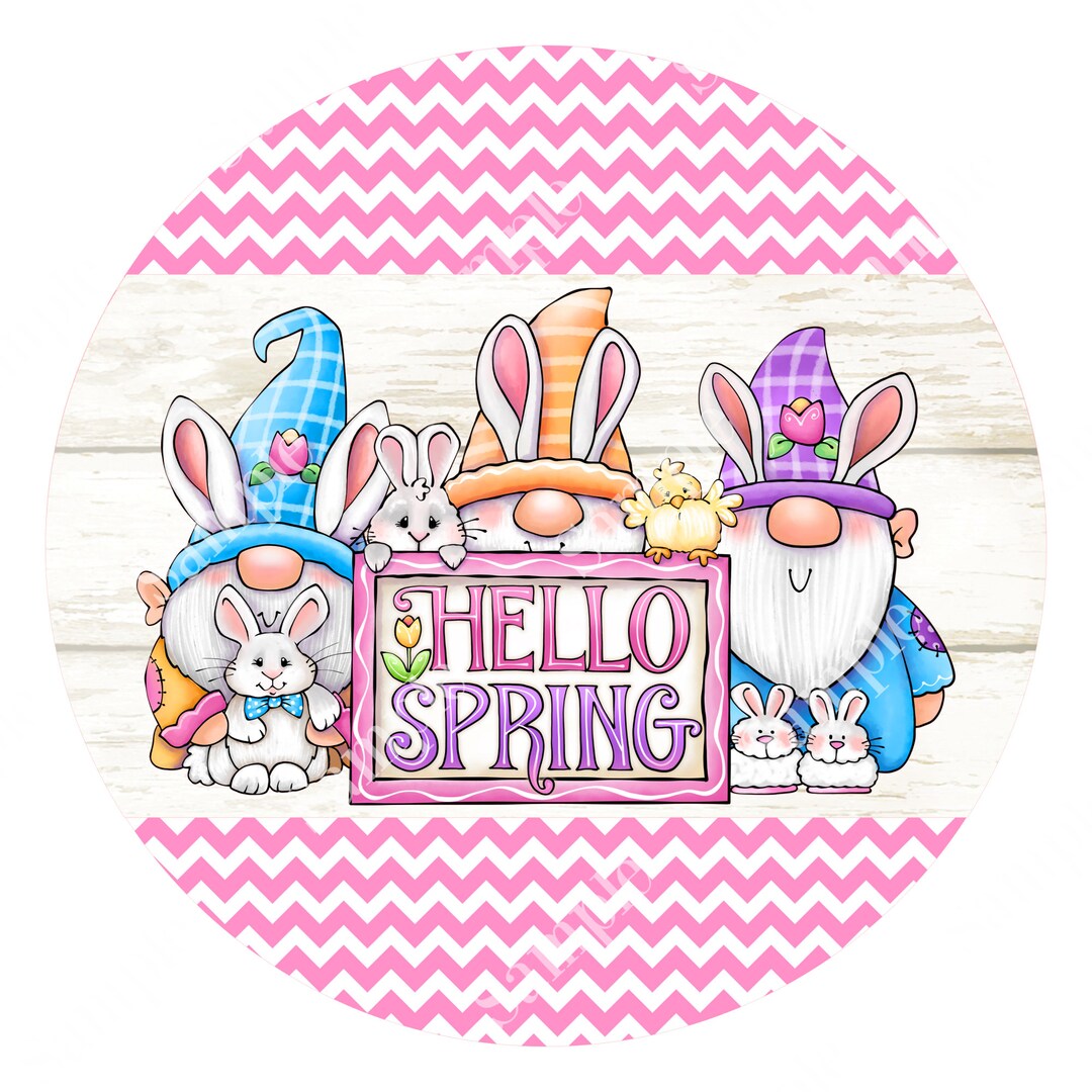 Hello Spring Gnome Sign - Spring Sign for Wreaths - Door Hanger - Tray ...