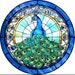 Round Faux Stained Glass Peacock Sign, Peacock Wreath Sign, Door Decor ...