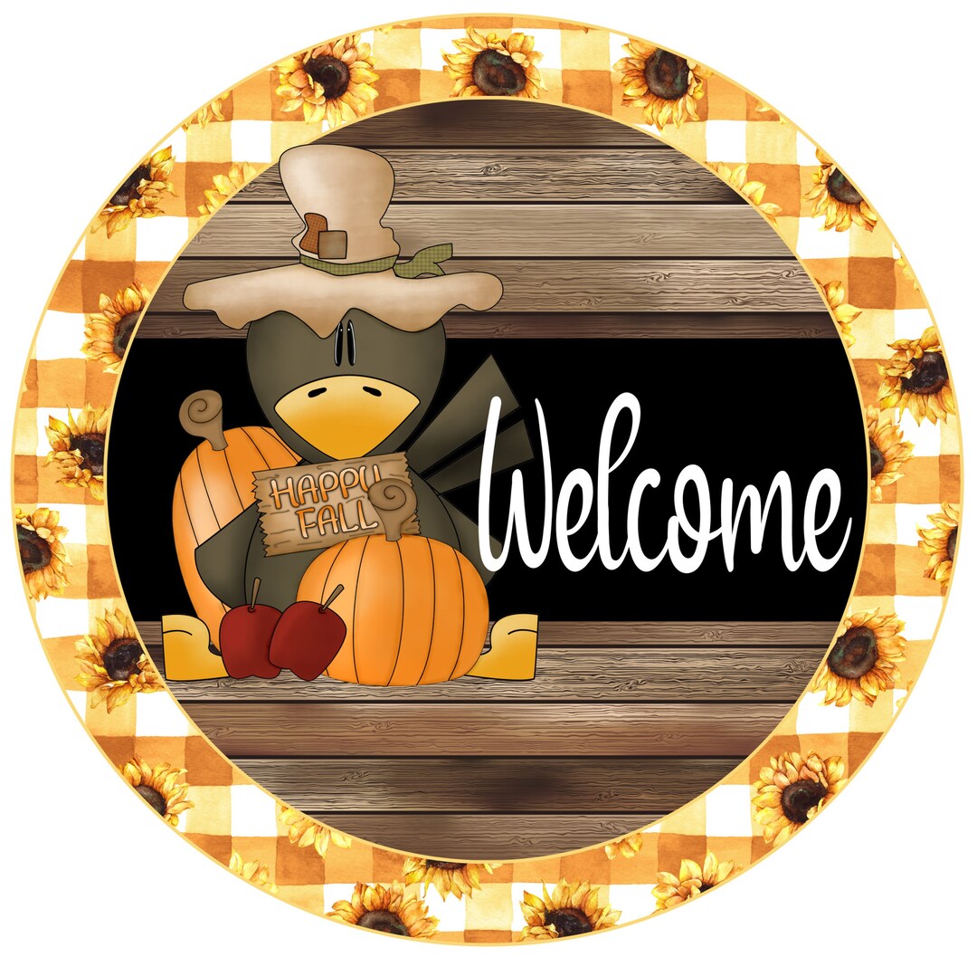 Welcome Turkey Fall Sign - Wreath Sign - Wreath Center - Wreath ...