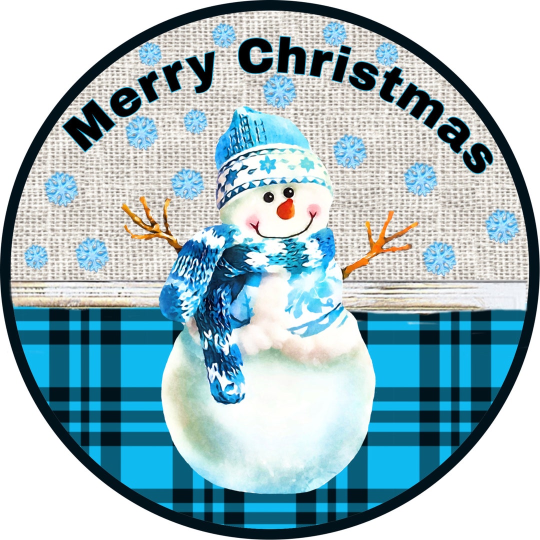 Winter Snowman Merry Christmas Sign - Round Spring Summer Sign for ...