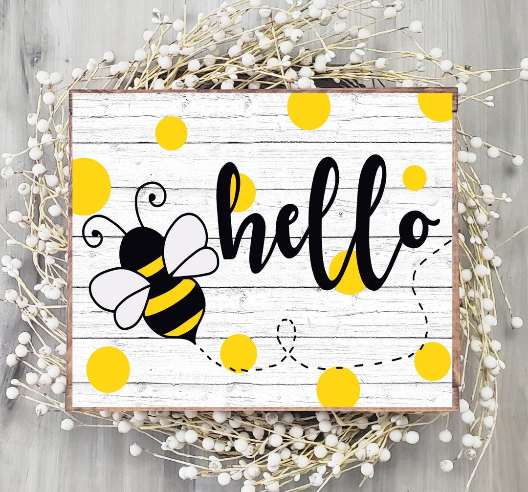 Hello Bumble Bee Sign - Bee Sign for Wreaths - Welcome Spring Summer ...