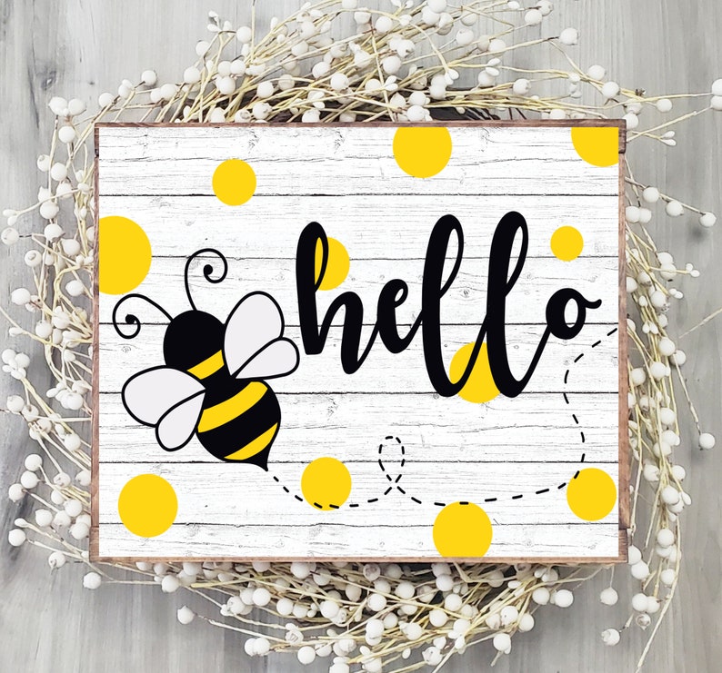 Hello Bumble Bee Sign Bee Sign for Wreaths Welcome Spring - Etsy