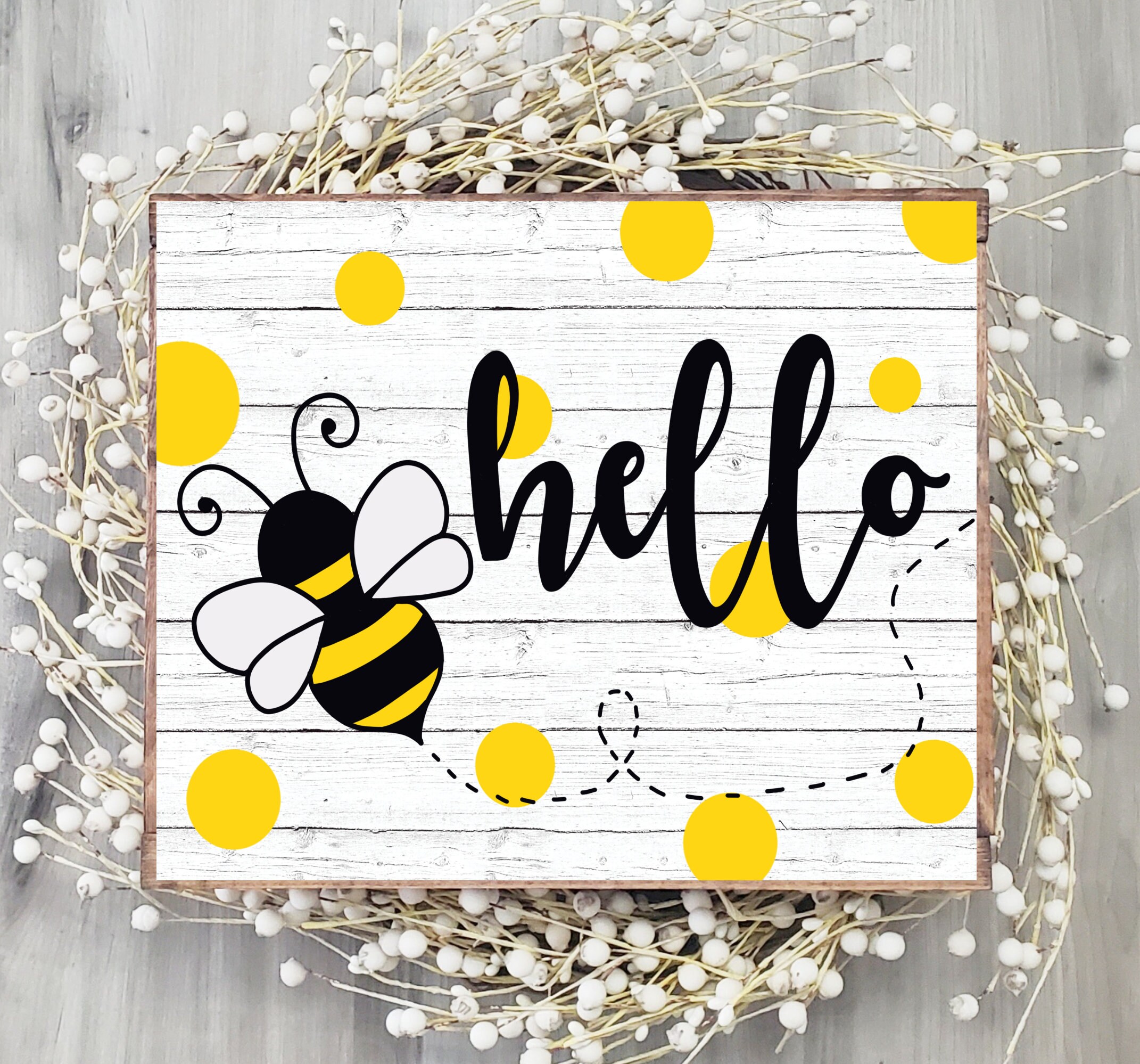Hello Bumble Bee Sign Bee Sign for Wreaths Welcome Spring - Etsy