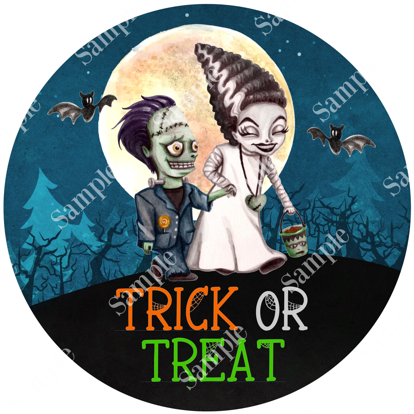Frankenstein Trick or Treat Halloween Sign Wreath Supplies - Etsy