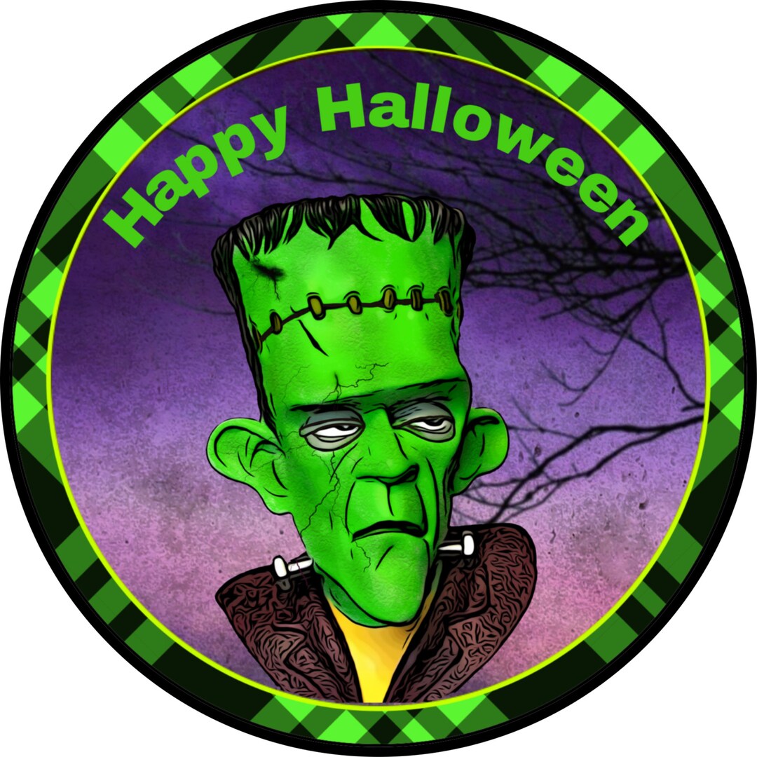 Happy Halloween Frankenstein Sign - Wreath Sign - Wreath Supplies ...