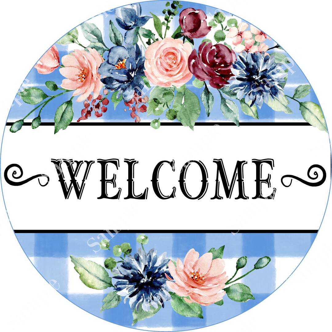 Welcome Pastel Floral Spring Summer Sign Round Sign Craft Supplies ...