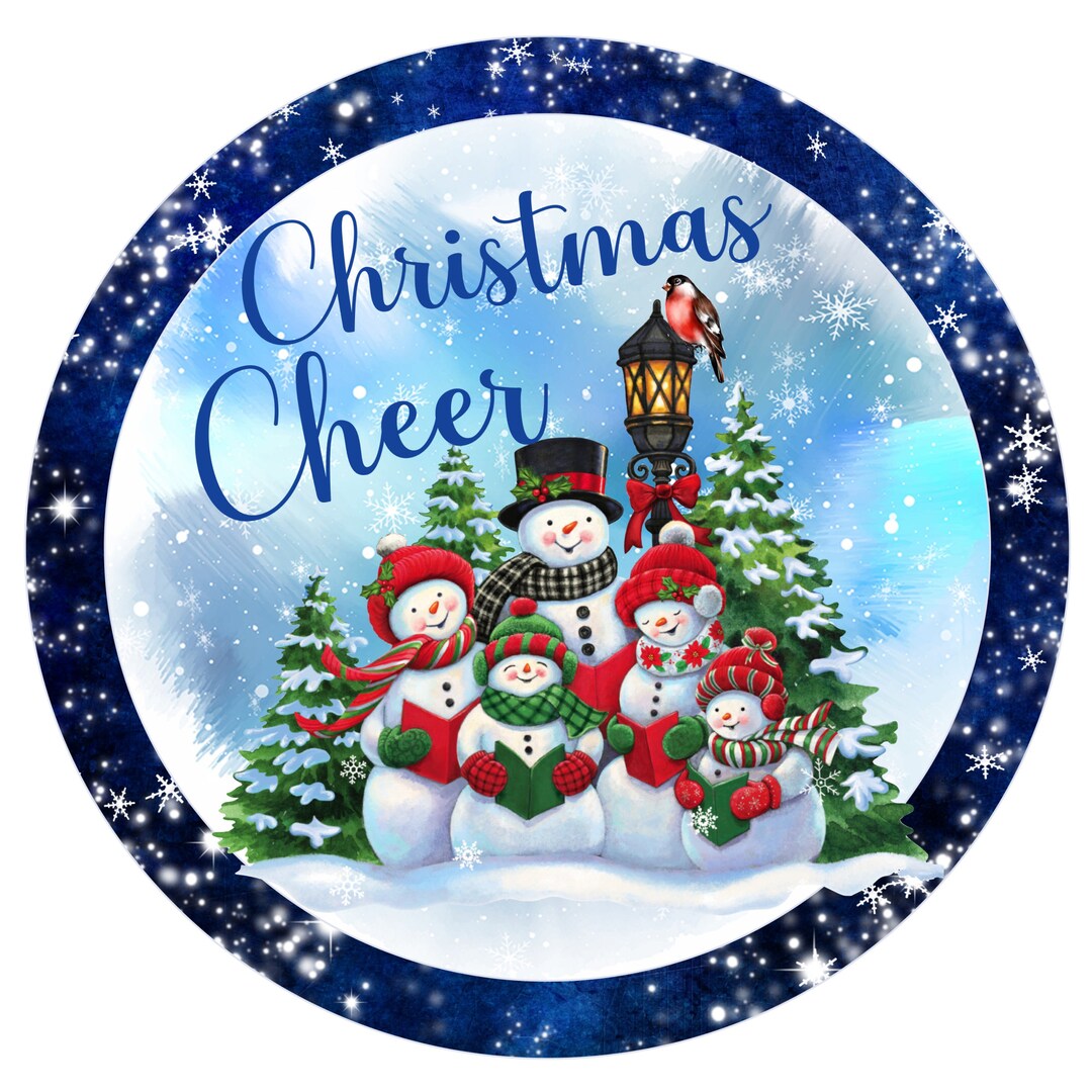 Christmas Cheer Snowman Sign Round Spring Summer Sign for Wreaths ...