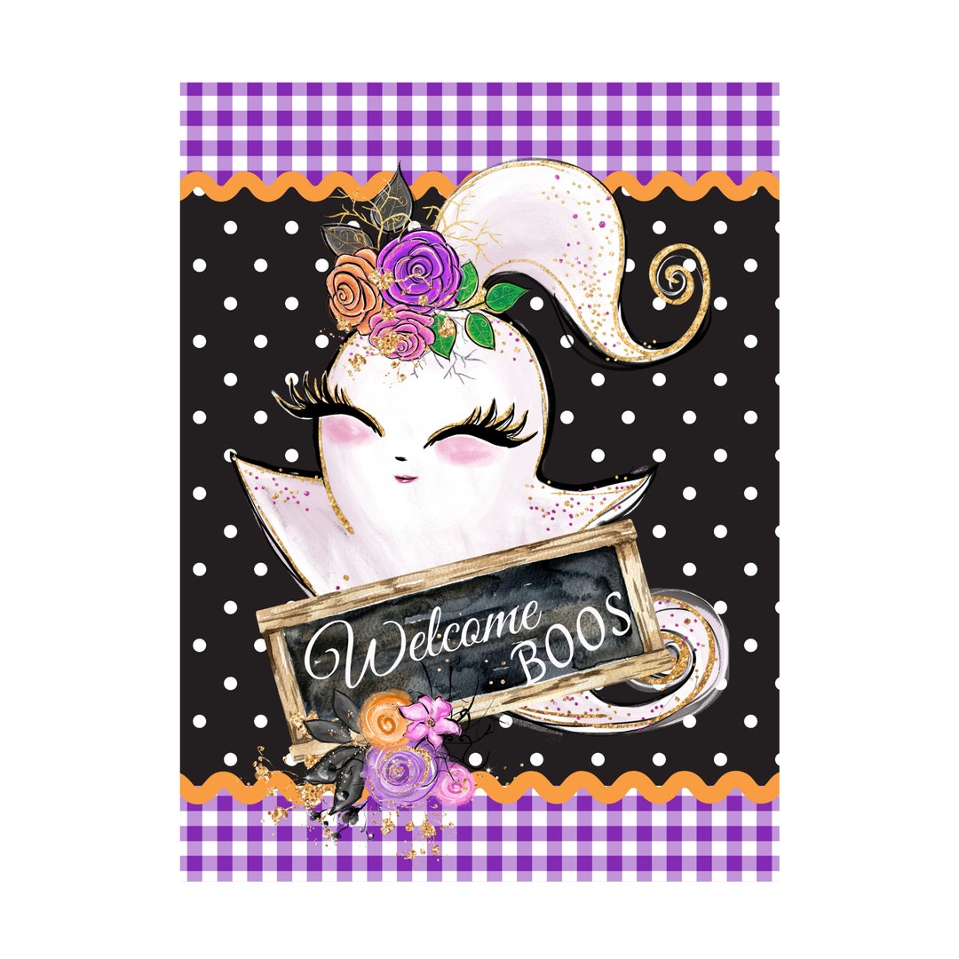 Welcome Boos Ghost Halloween Sign - Halloween Decor - Wreath Sign ...