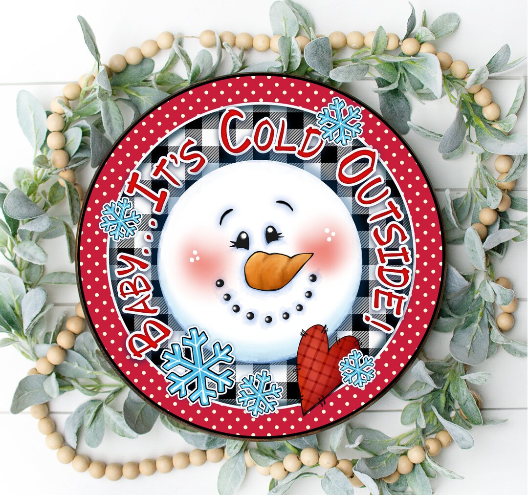 Snowman Winter Christmas Sign - Snowman Sign for Wreaths - Round ...