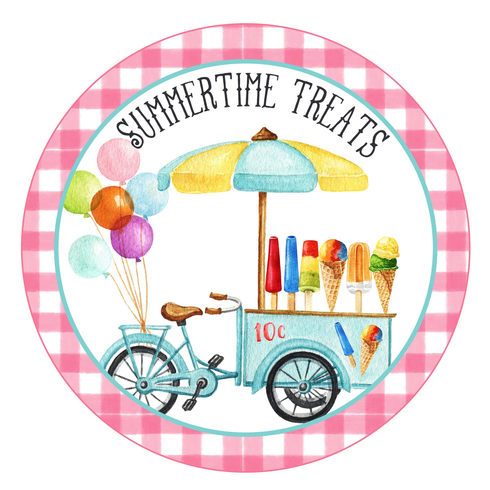 Summertime Treats Ice Cream Cart Sign Wreath Sign Wreath | Etsy
