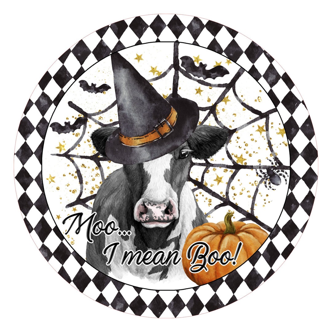 Halloween Sign - Funny Cow Halloween Wreath Sign - Horror Wreath Sign ...