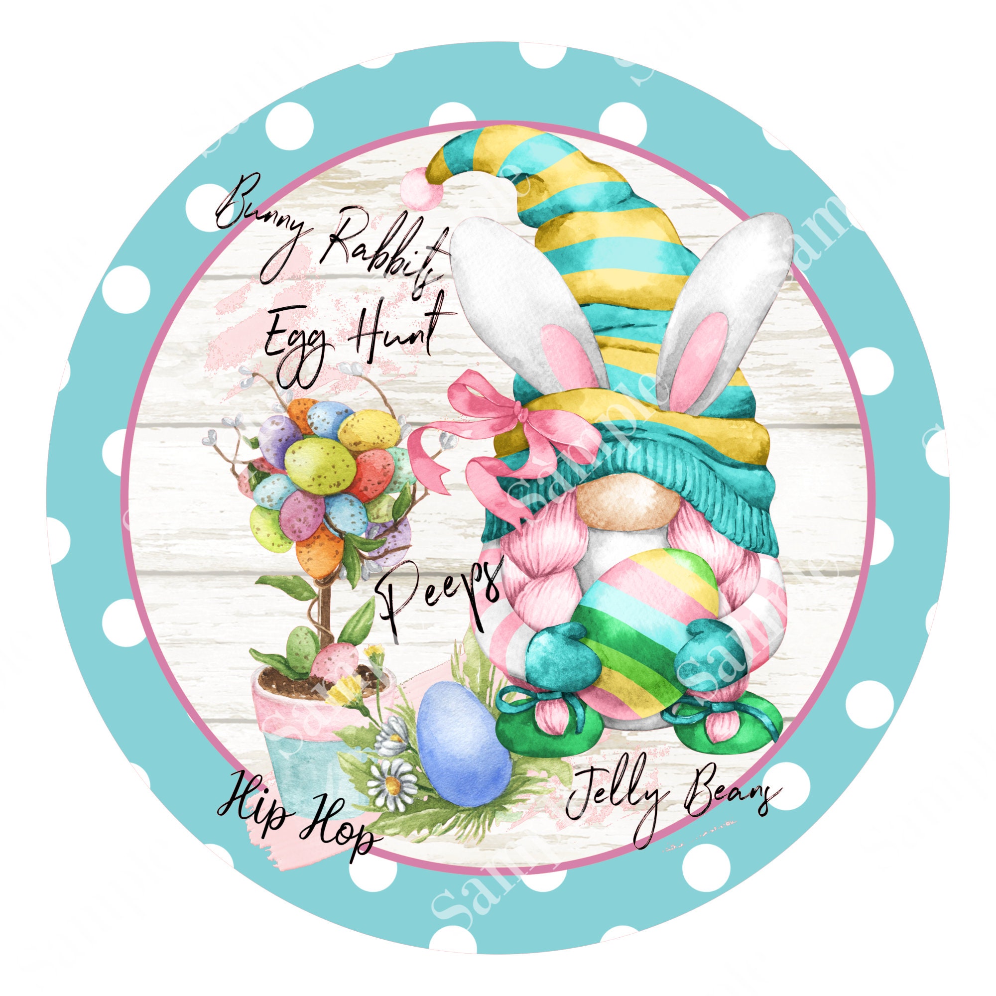 Bunny Gnome Quotes Easter Sign Round Easter Gnome Sign for - Etsy
