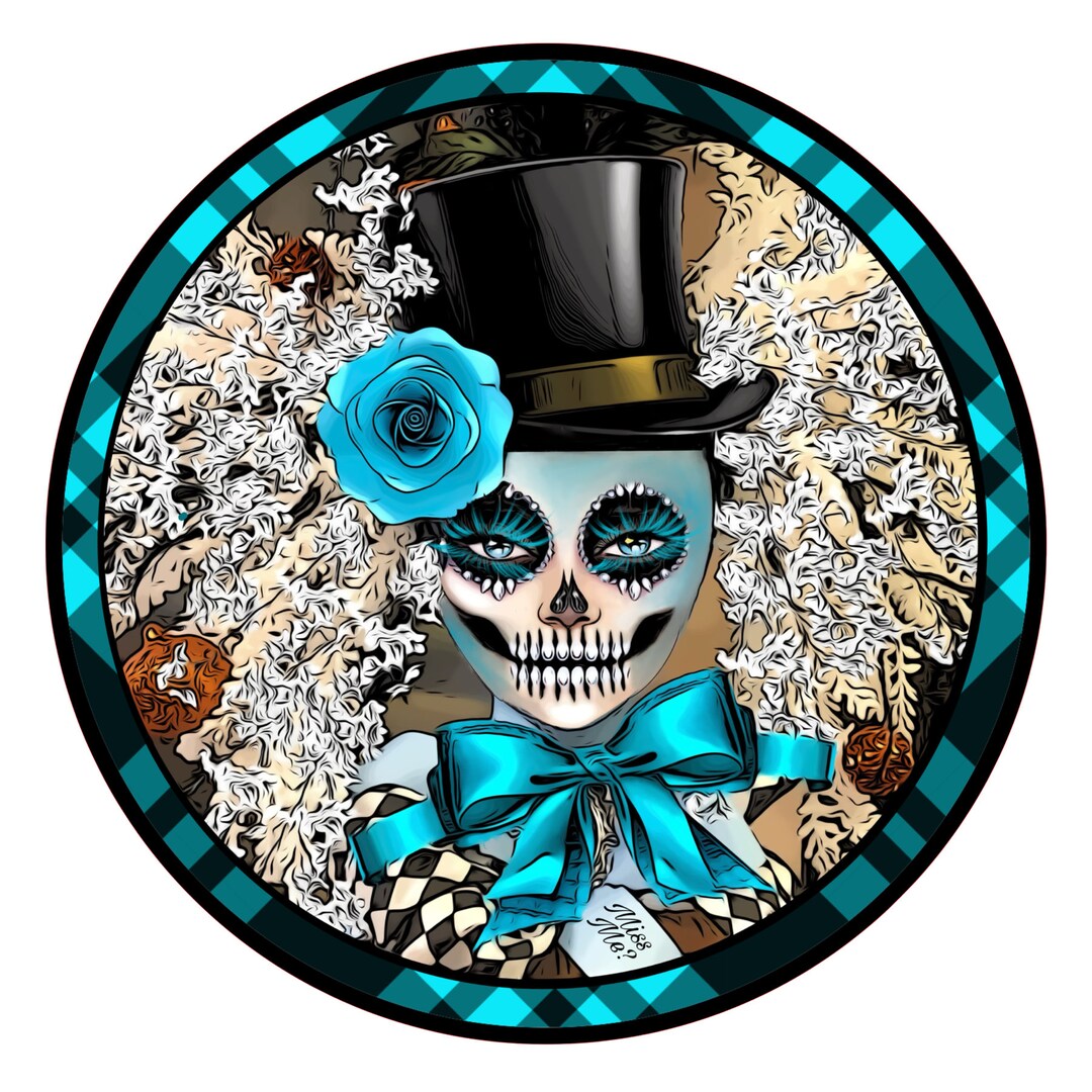 Blue Skull Halloween Sign - Wreath Supplies - Wreath Sign - Halloween ...