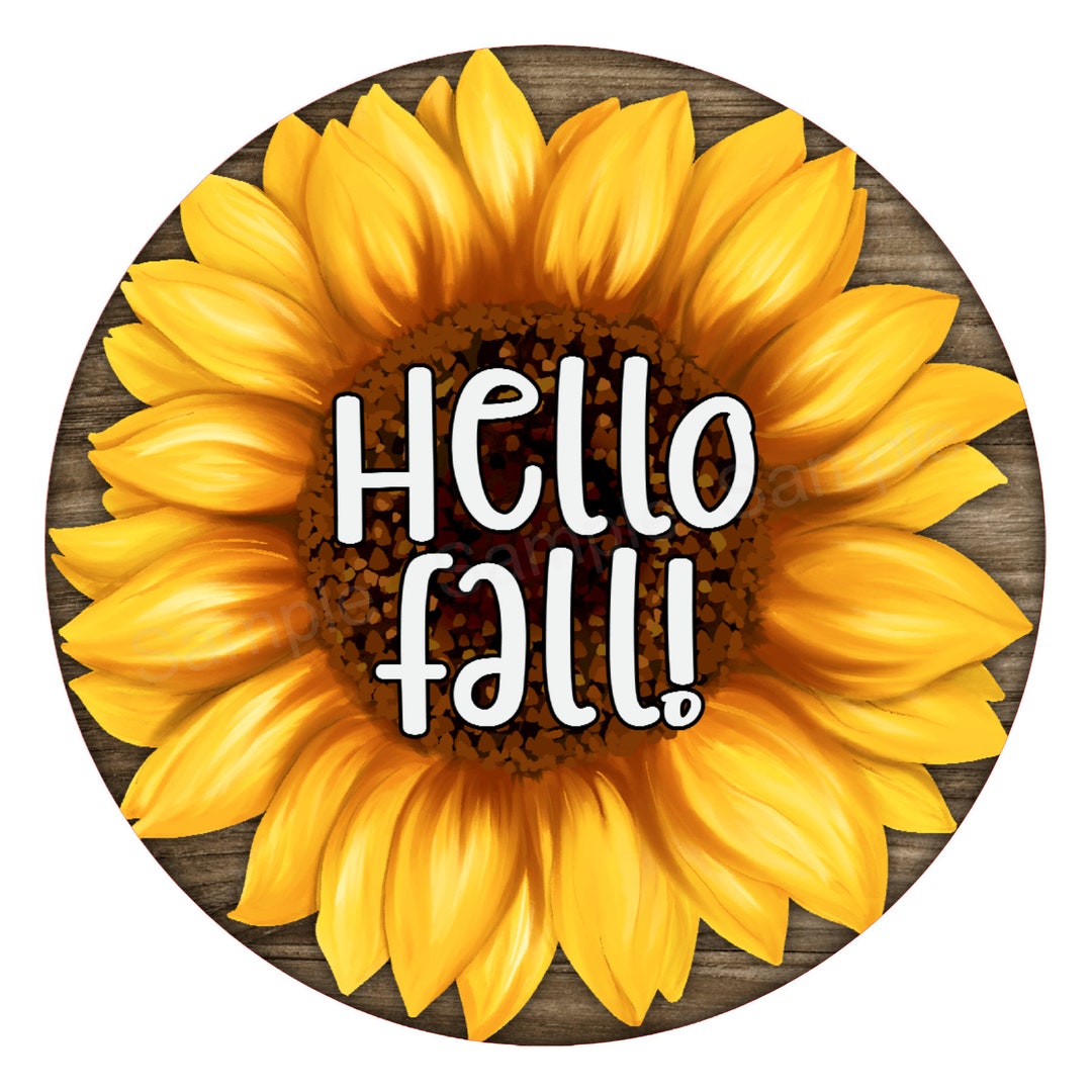 Hello Fall Sunflower Sign, Rustic Truck Sign, Pumpkin Wreath Sign, Fall ...