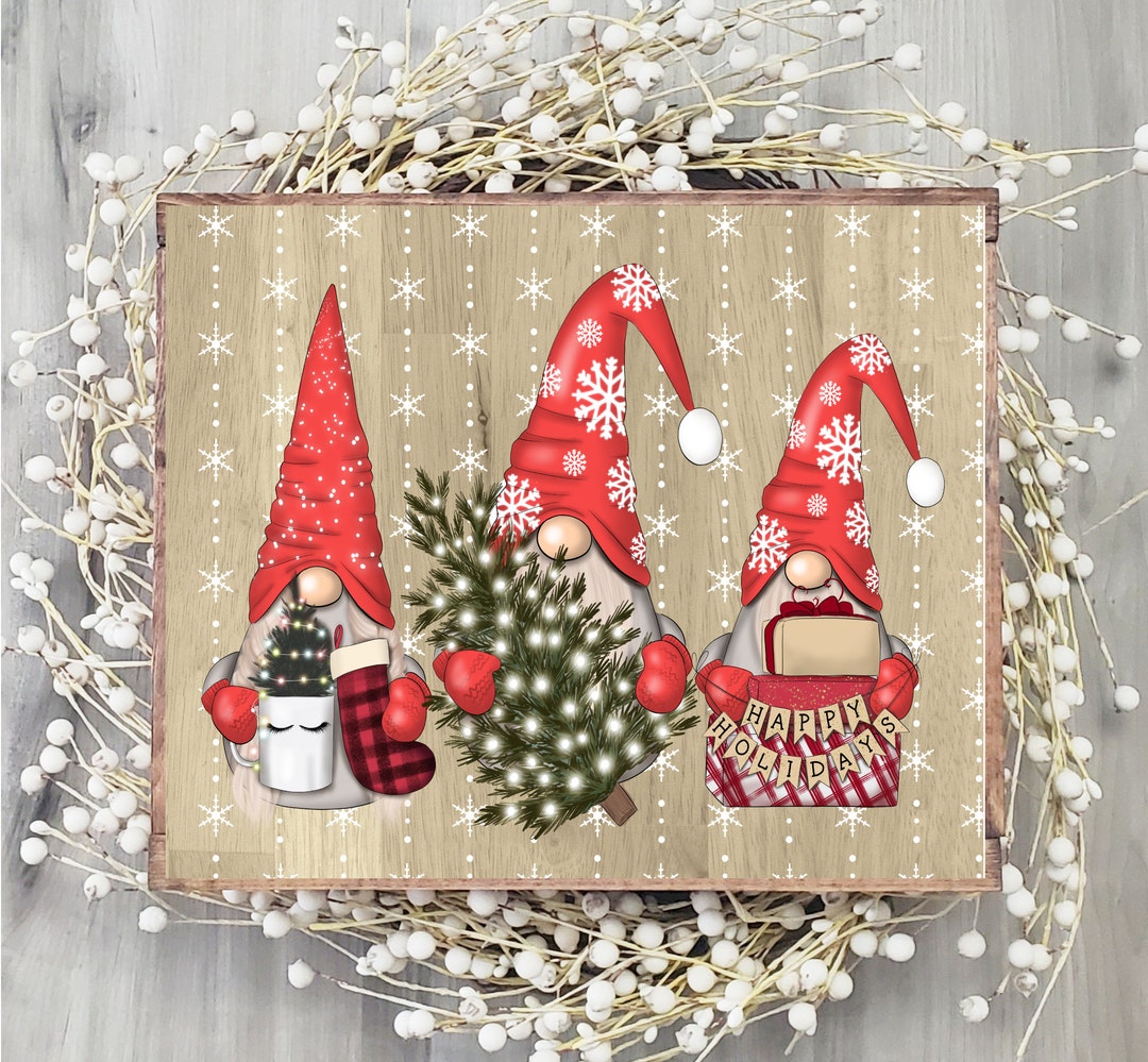 Happy Holiday Christmas Gnomes Sign - Christmas Gnome Sign for Wreaths ...