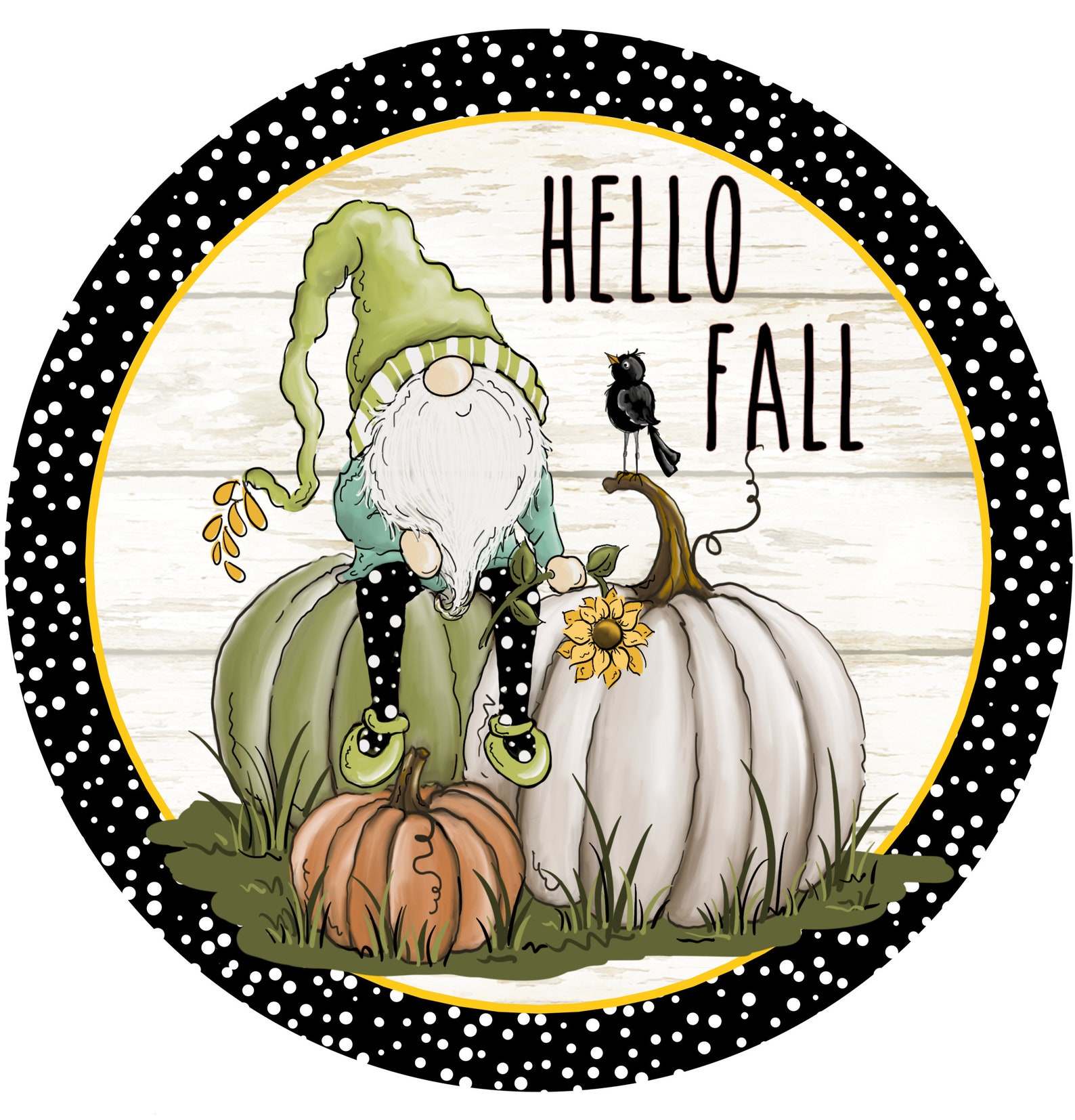Hello Fall Gnome and Pumpkins Sign Wreath Sign Wreath | Etsy