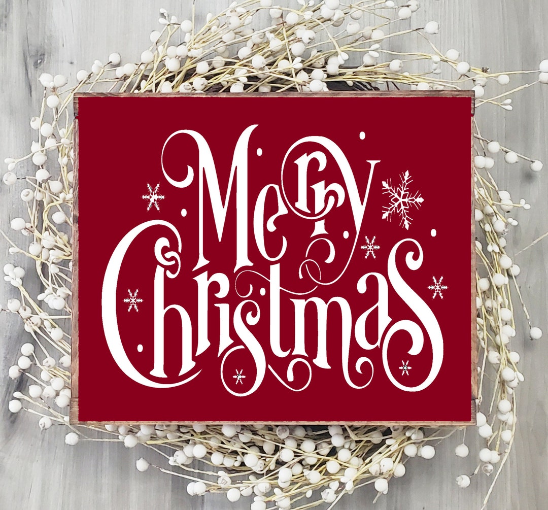 Merry Christmas Deep Red Sign - Christmas Farmhouse Sign for Wreaths ...