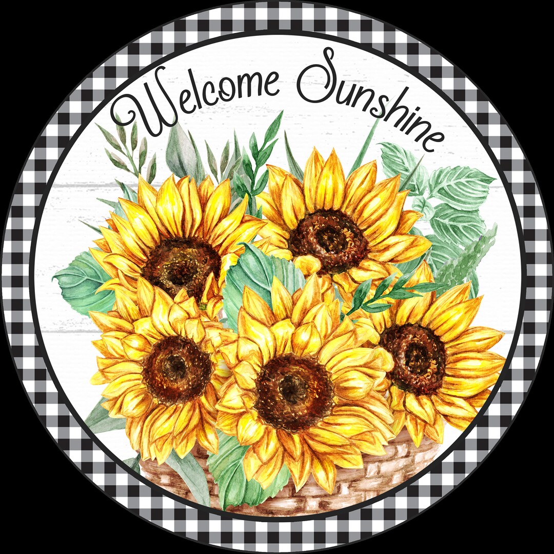 Welcome Sunshine Buffalo Plaid Sign - Wreath Sign - Wreath Supplies ...