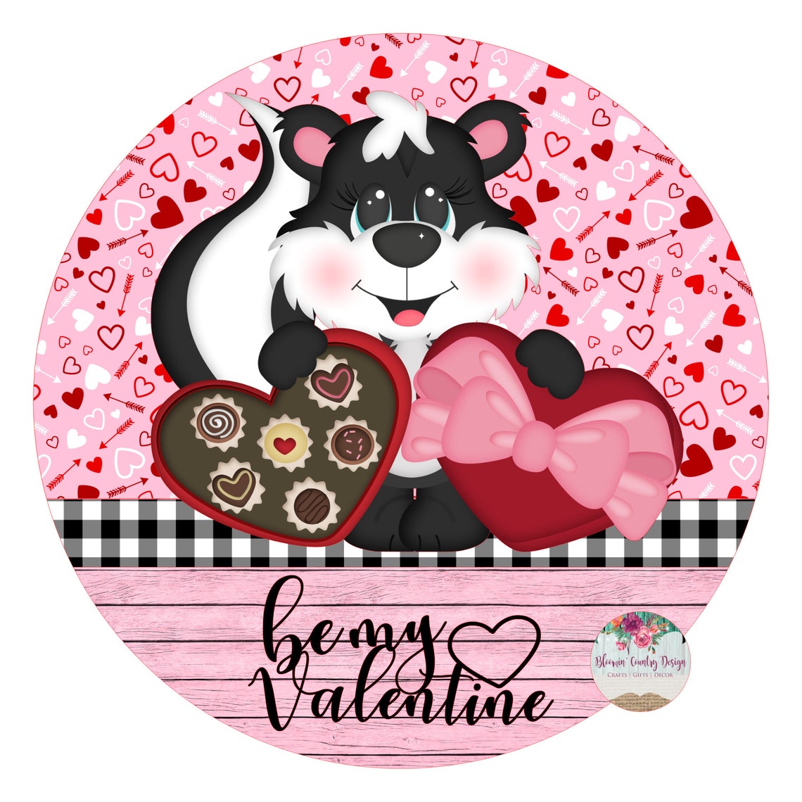 Be My Valentine Skunk Valentine Love Sign Door Hanger - Etsy