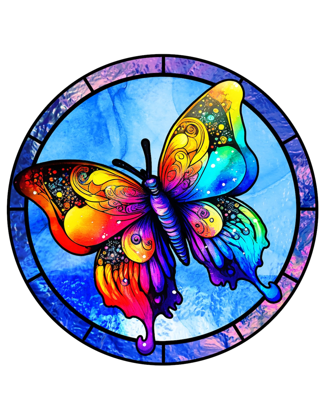 Blue Spring Butterfly Sign - Stained Glass Spring Summer Sign for ...