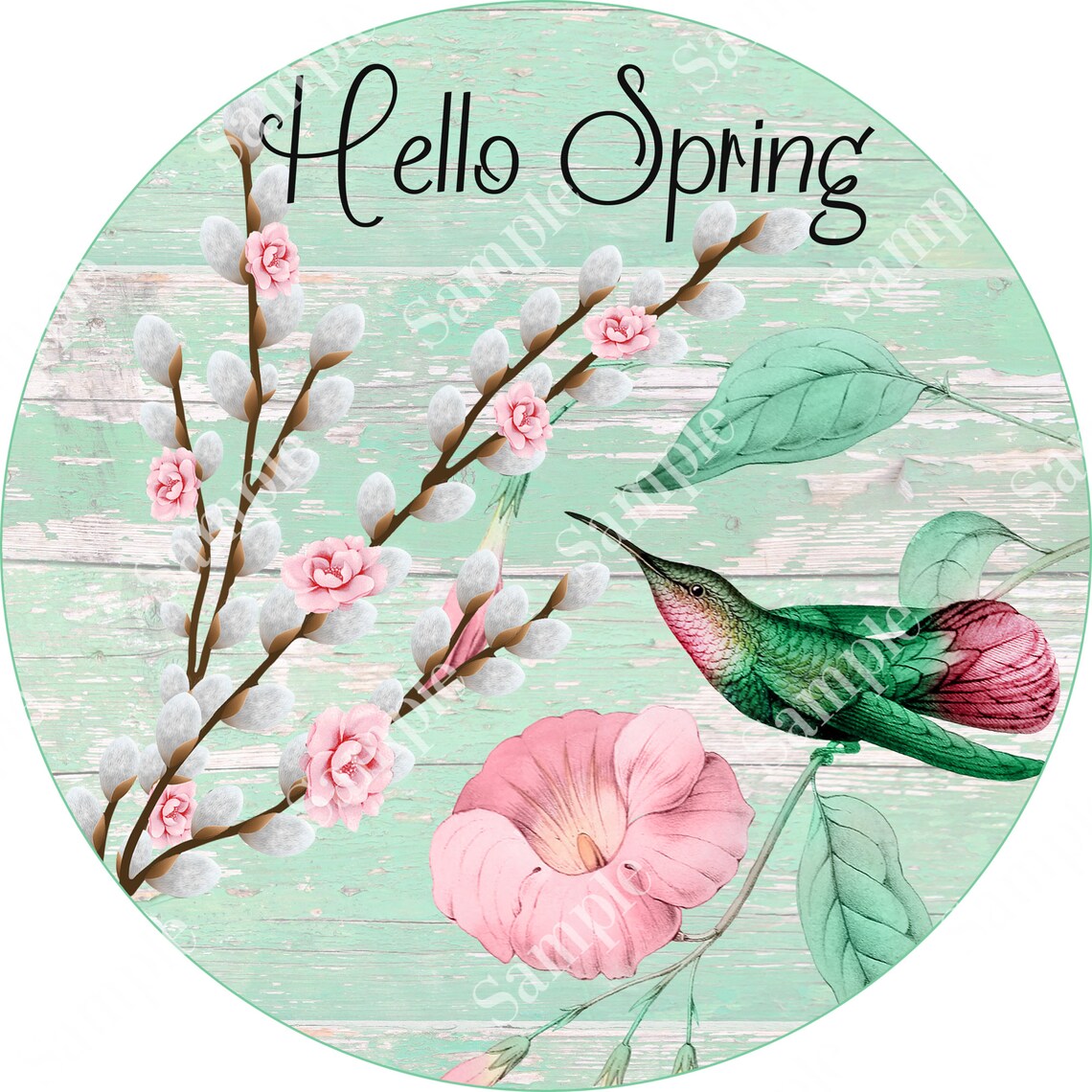 Hello Spring Hummingbird Sign | Door Hanger | Spring Home Decor ...