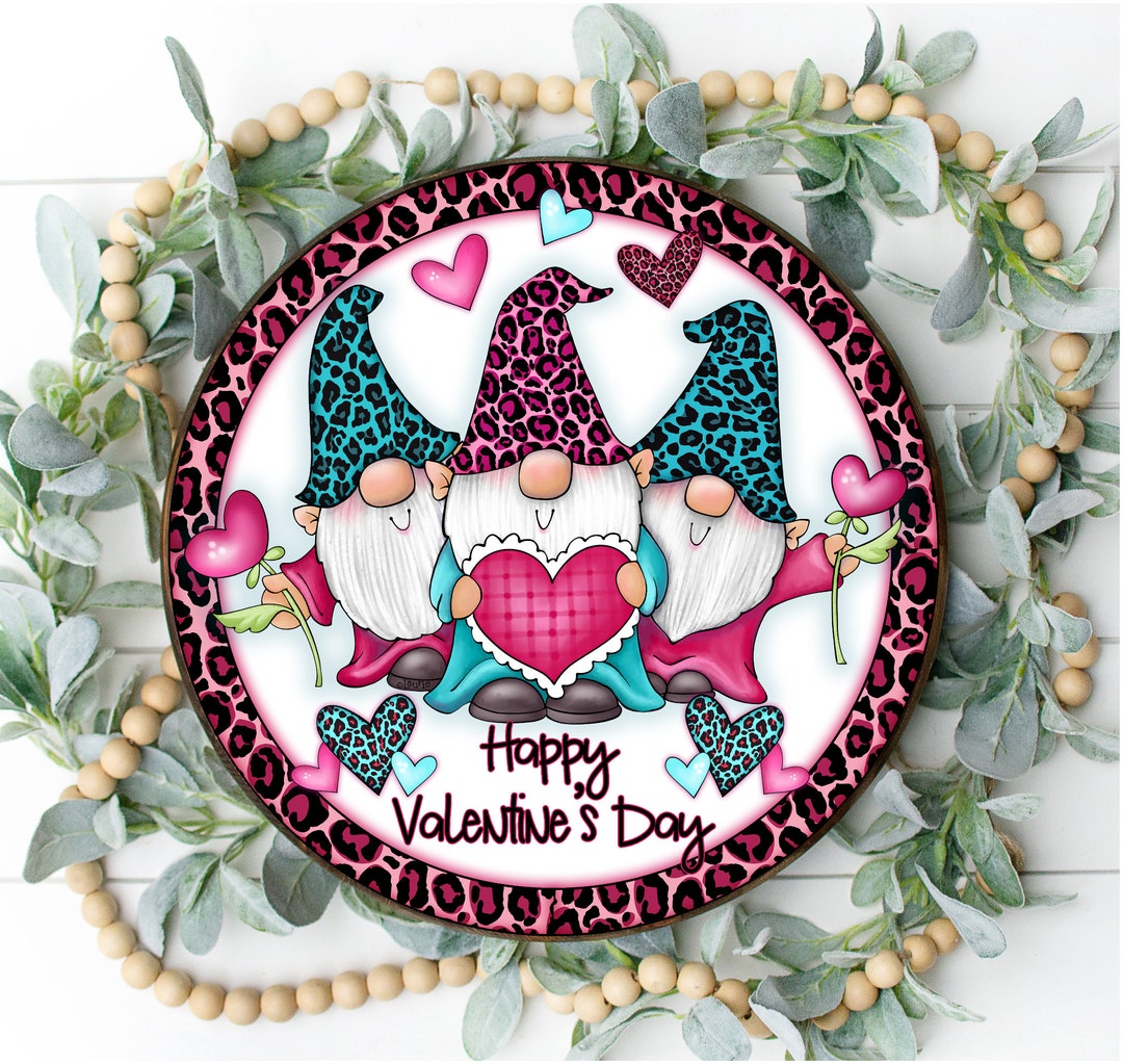 Leopard Gnomes Valentine Sign - Valentine Wreath Sign - Valentine Sign ...