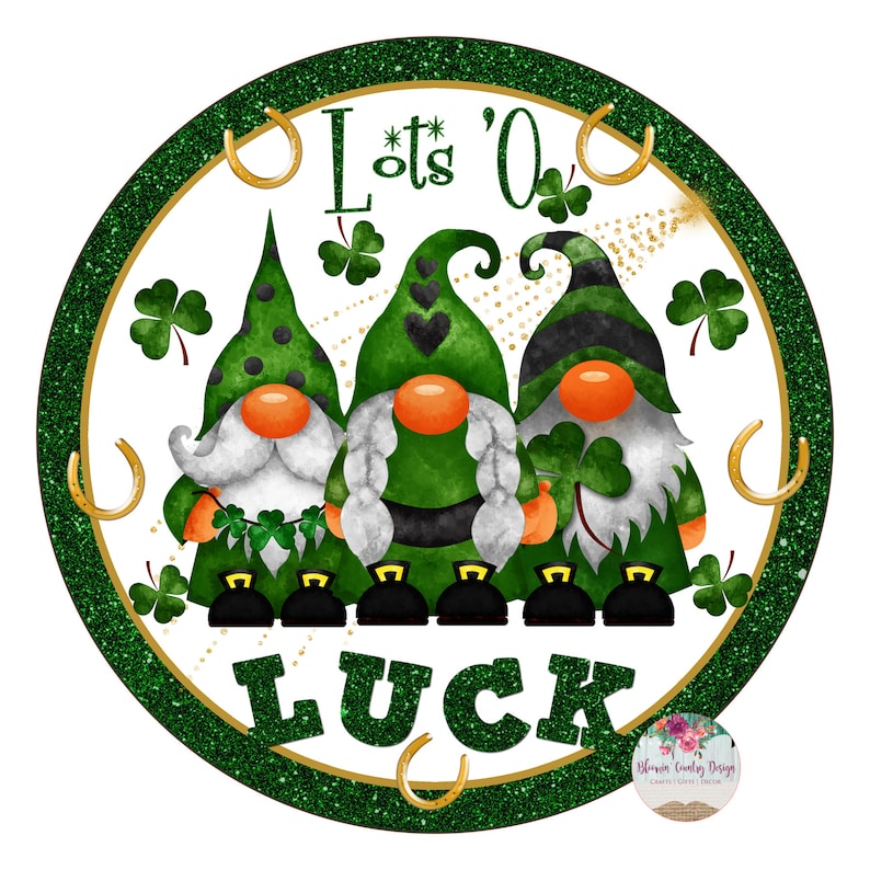 Lots O Luck St. Patrick's Day Gnome Sign Door Hanger - Etsy