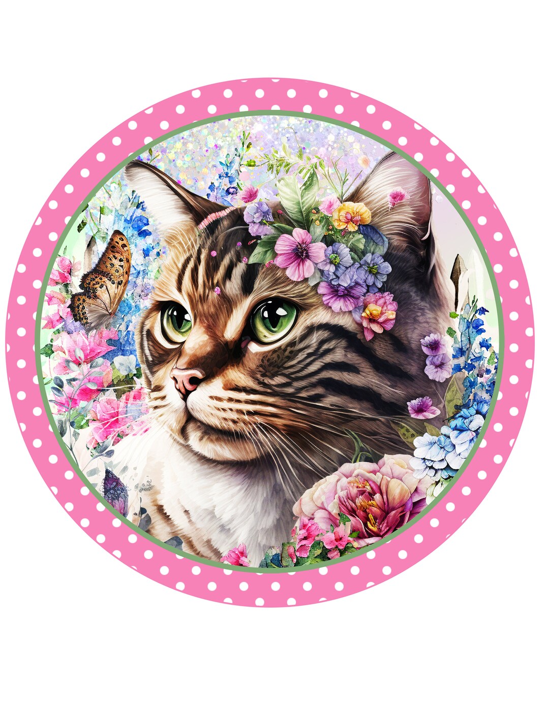 Spring Floral Kitty Cat Sign, Cat Lover Wreath Sign, Door Decor, Signs ...