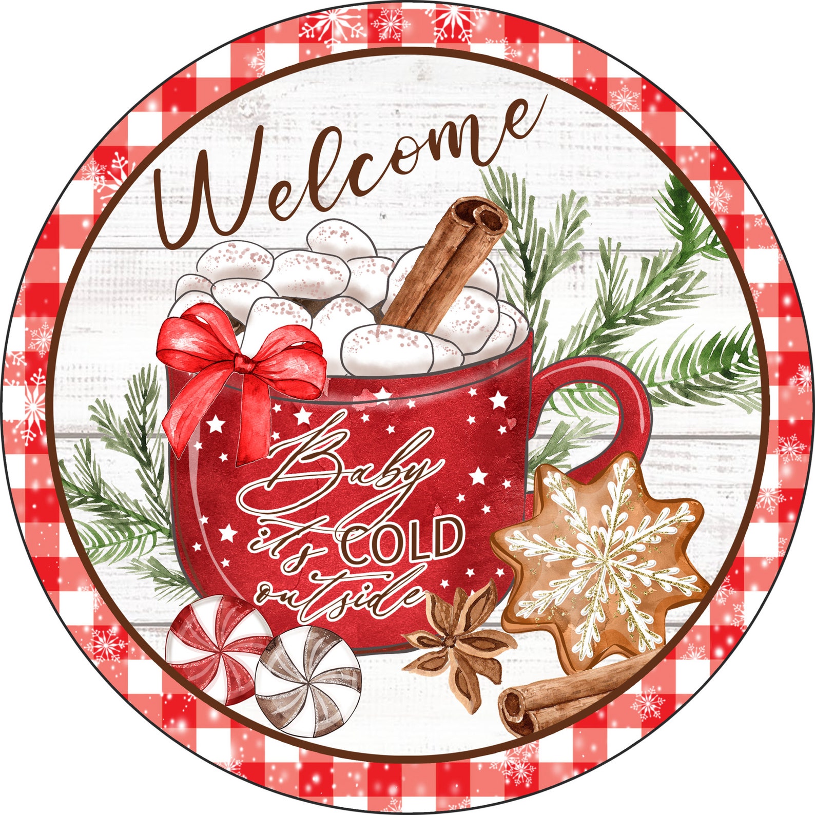 Welcome Hot Cocoa Christmas Sign Christmas Wreath Sign | Etsy