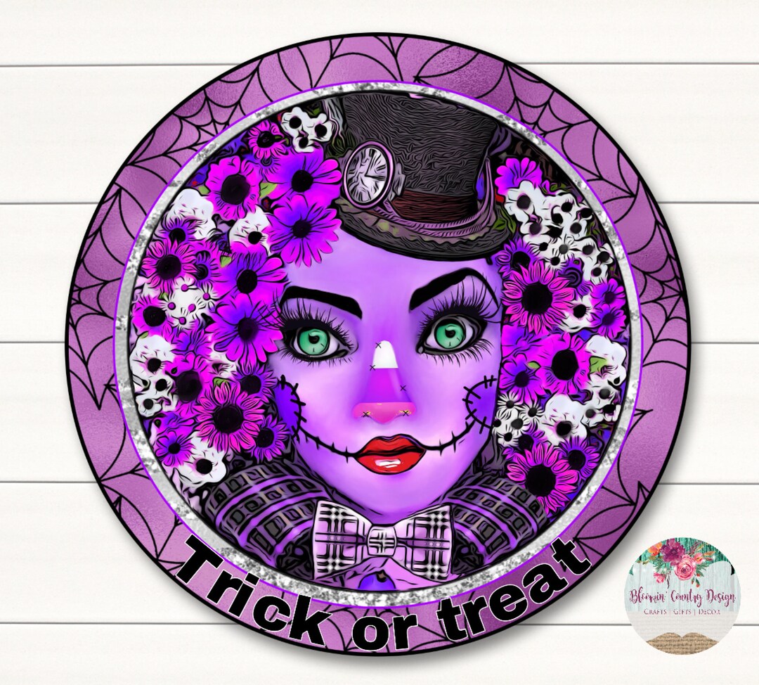 Trick or Treat Scarecrow Diva Halloween Sign - Wreath Supplies - Wreath ...
