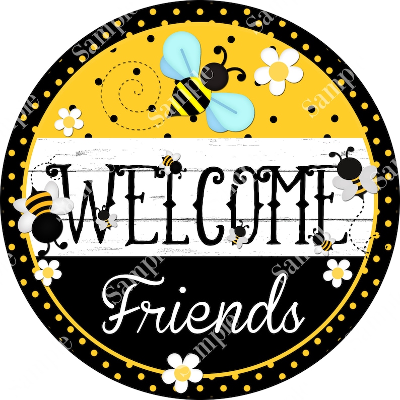Bumble Bee Welcome Sign Round Spring Summer Sign for Wreaths - Etsy