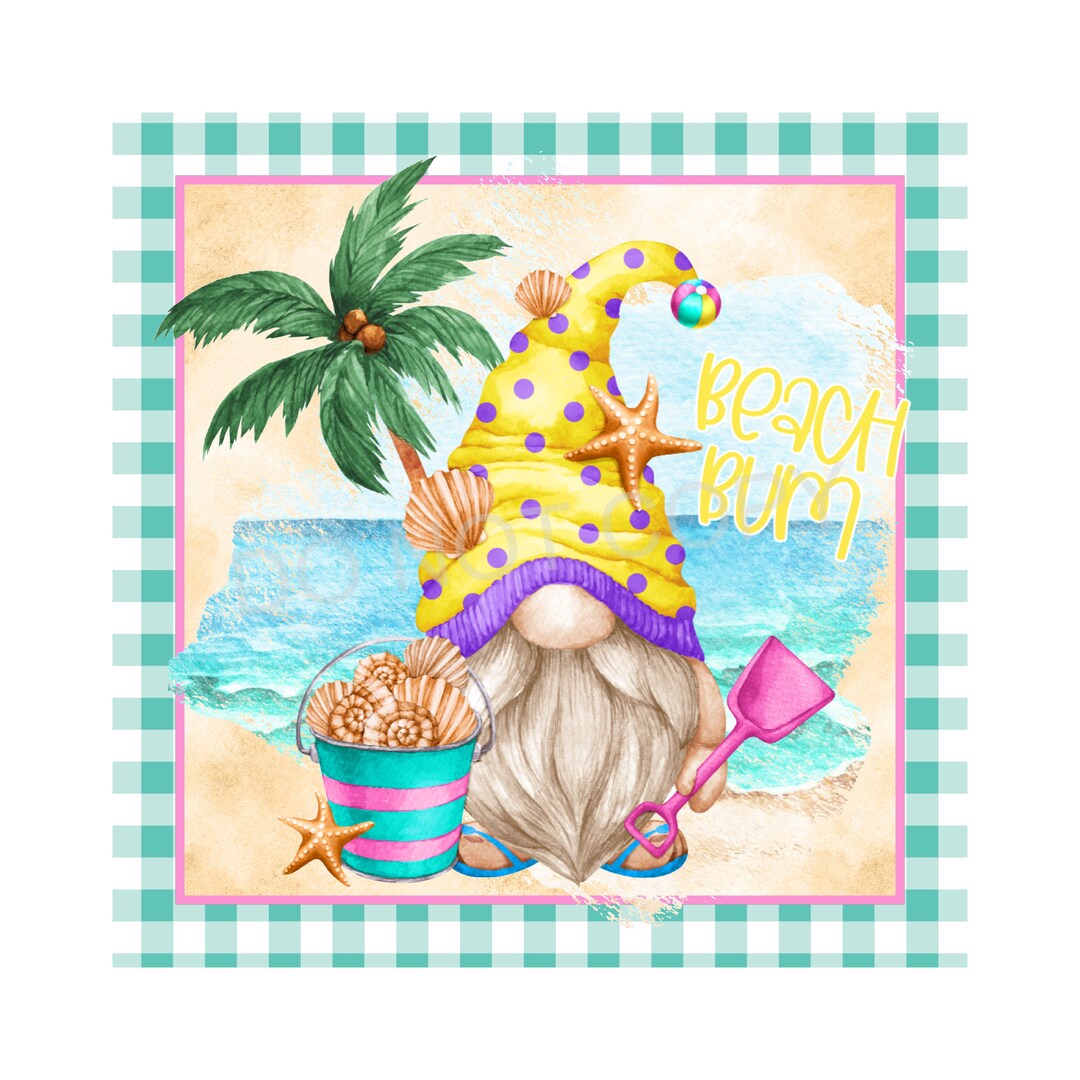 Beach Bum Gnome Sign Summer Wreath Sign Wreath Supplies Tiered Tray ...