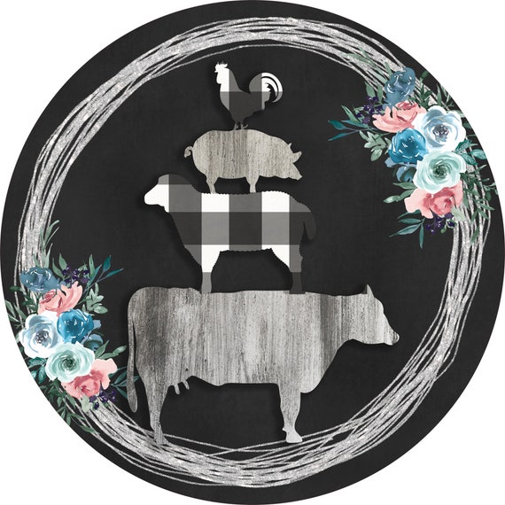 Rustic Farm Animals Farmhouse Sign Round Sign Craft - Etsy