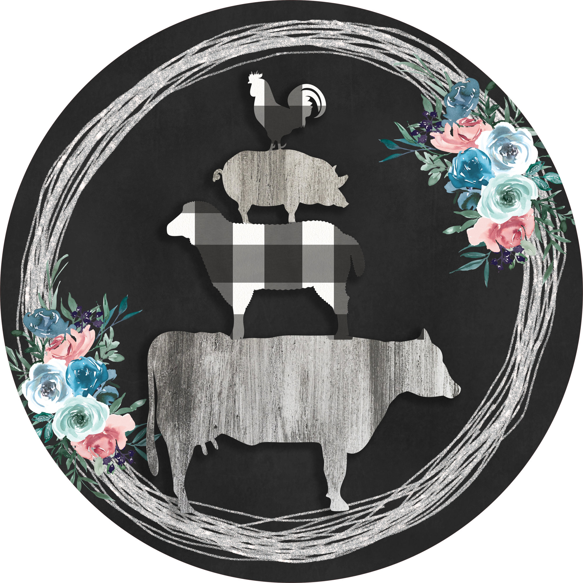 Rustic Farm Animals Farmhouse Sign Round Sign Craft - Etsy