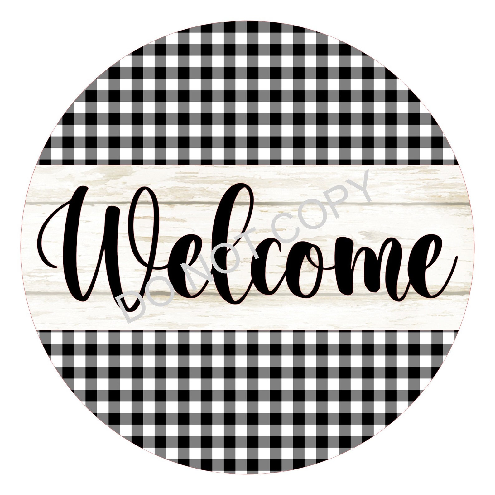 Welcome Buffalo Plaid Gingham Everyday Sign Round Sign - Etsy