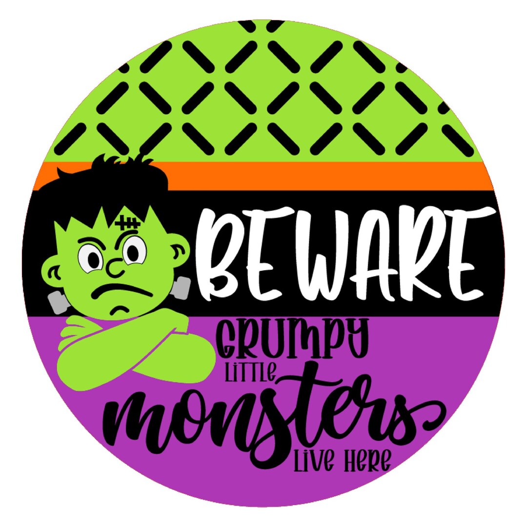 Beware Monster Halloween Sign - Wreath Supplies - Monster Wreath Sign ...